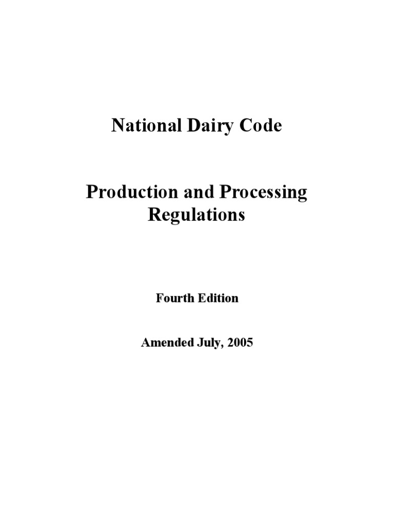 National Dairy Code: Fourth Edition | PDF | Dairy | Dairy Farming