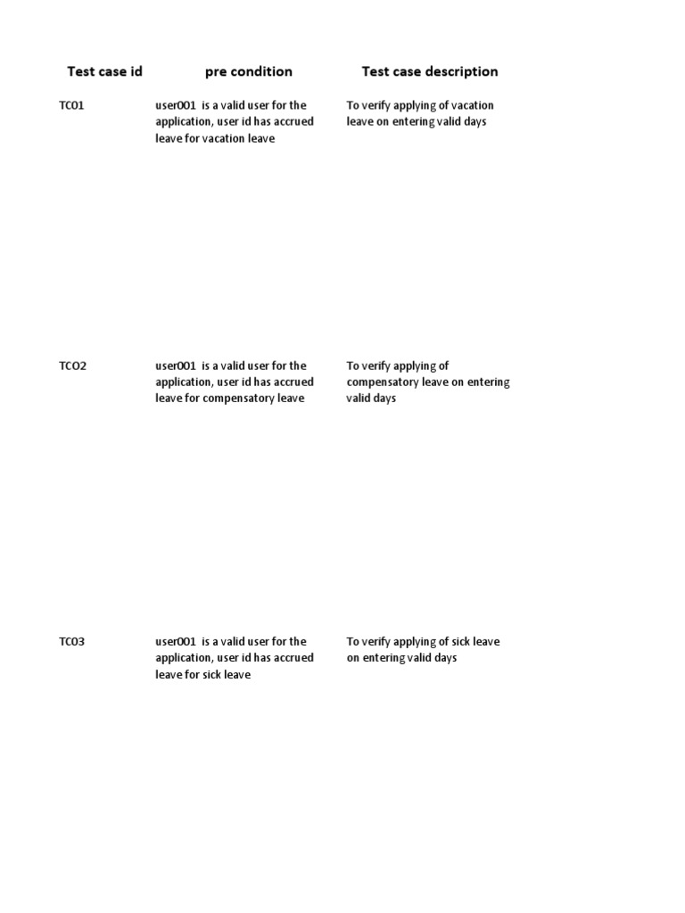 Test Case Id Pre Condition Test Case Description | PDF | System ...