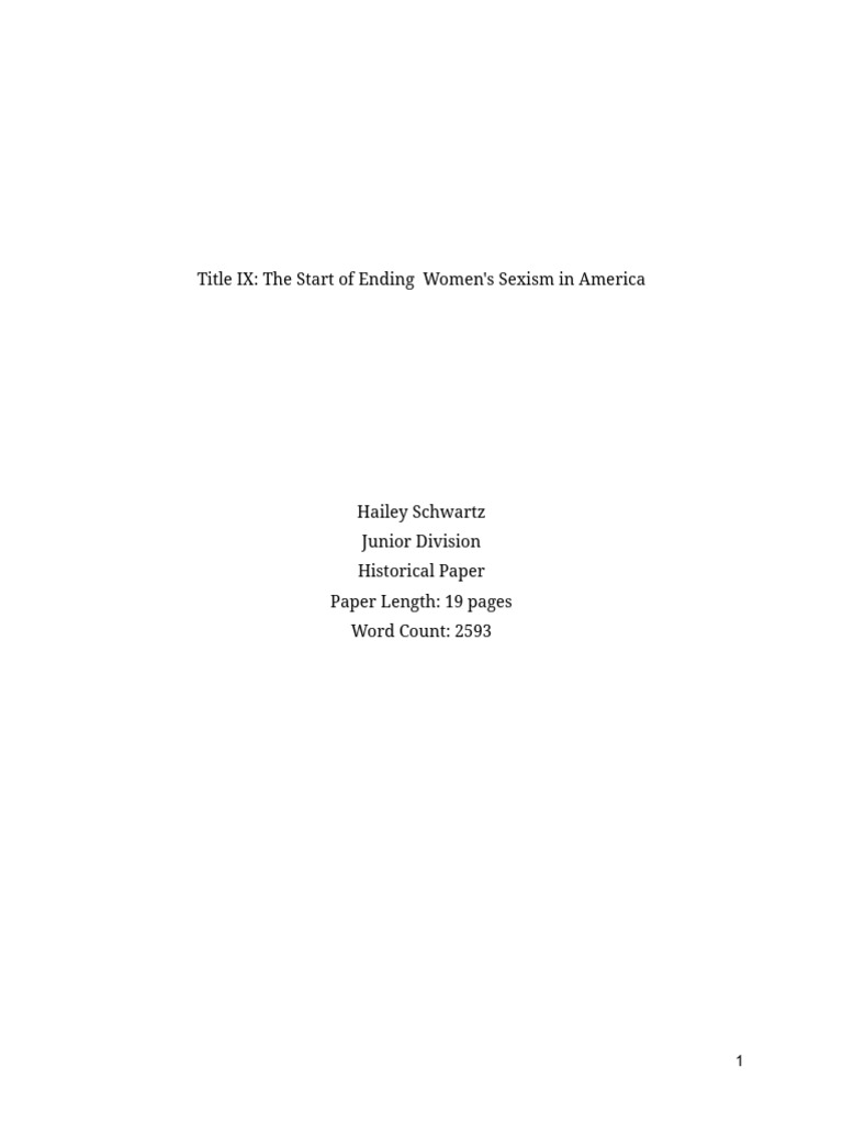 NHD Project Paper 2024-2025 Hailey Schwartz | PDF | Title Ix