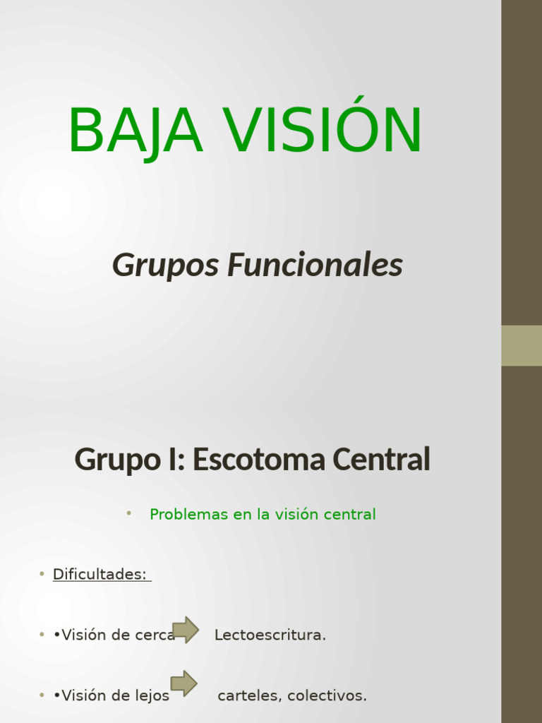 Baja Vision Presentacion | PDF | Percepción visual | Sentidos