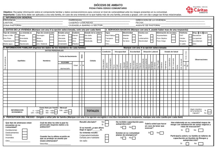 Ficha para Censo Comunitario | PDF