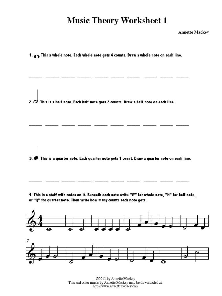 Note Value Rhythm Worksheet | PDF