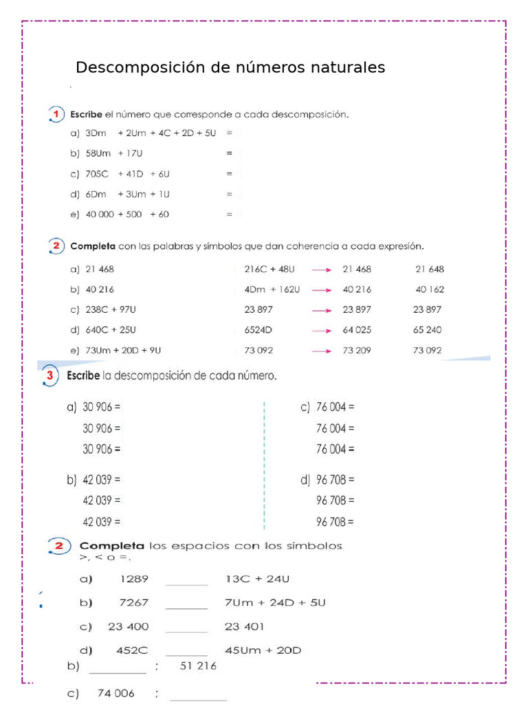 Descomposición de Números Naturales | PDF