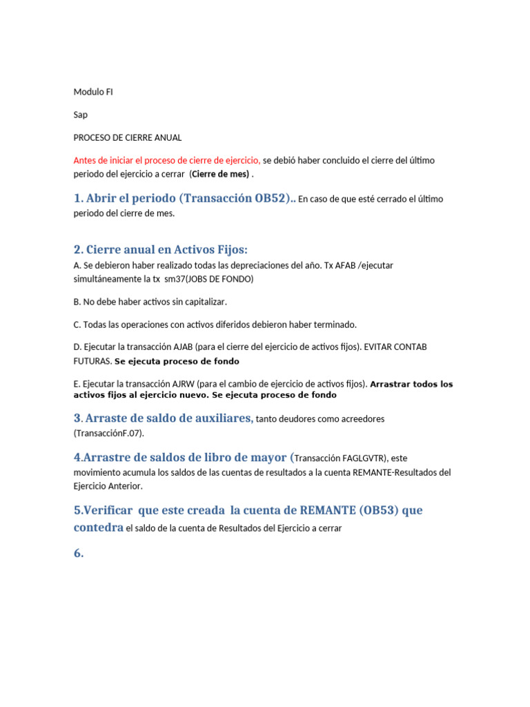 Modulo FI. Cierre | PDF