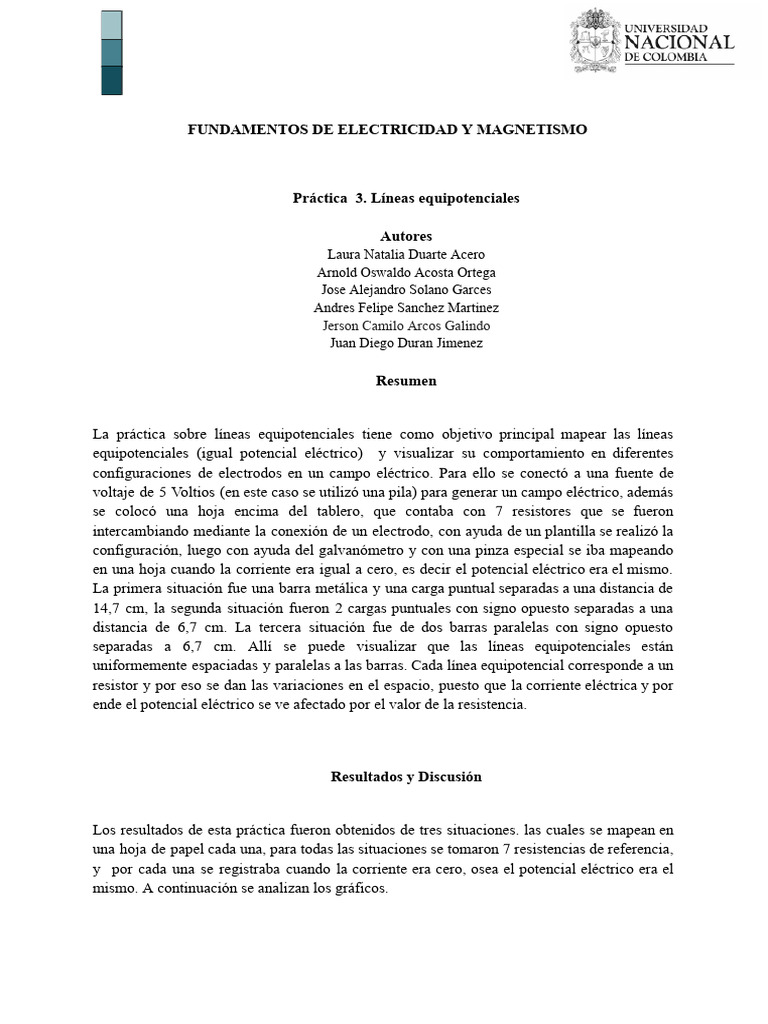 Lab 3 FEM | PDF | Electricidad | Corriente eléctrica