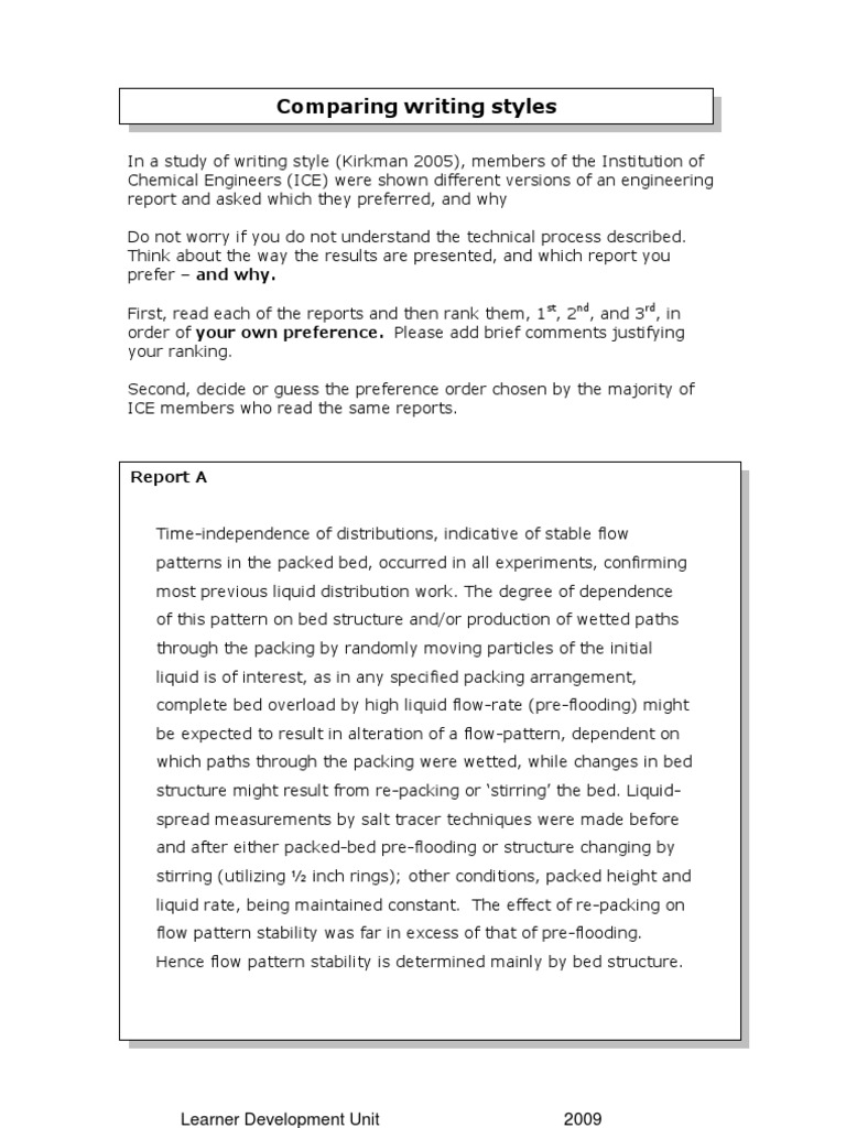 Comparing Writing Styles | PDF | Liquids | Sentence (Linguistics)