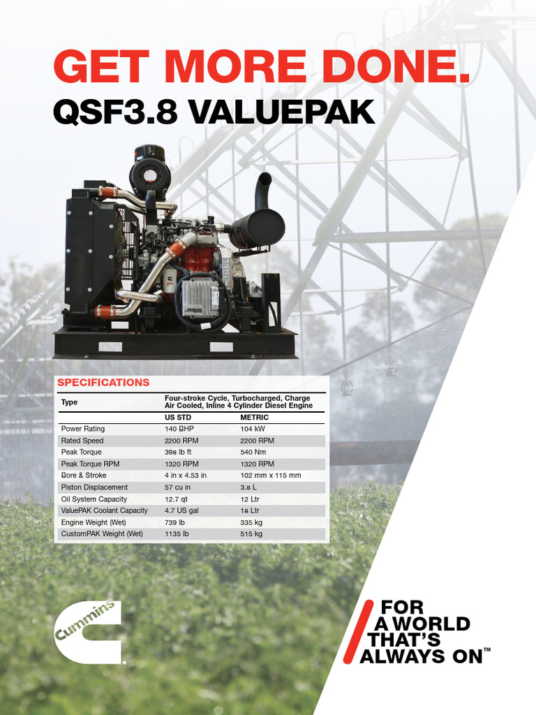 Cummins Qsf3.8 Package Brochure | PDF | Horsepower | Engines