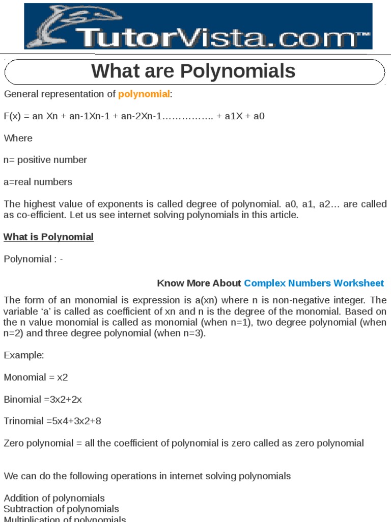 What Are Polynomials: Polynomial | PDF