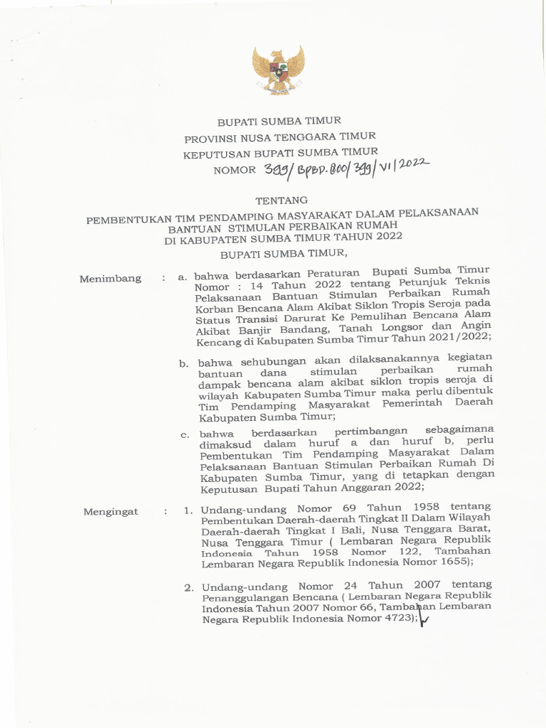 Contoh SK Tim Pendamping | PDF