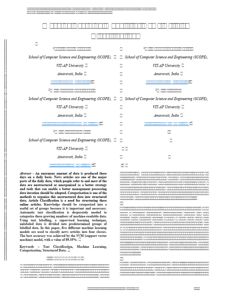 Machine Learning Models For News Article Classification | PDF | Support Vector Machine | Machine ...