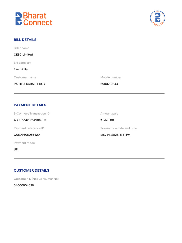 Bill Details: Biller Name | PDF