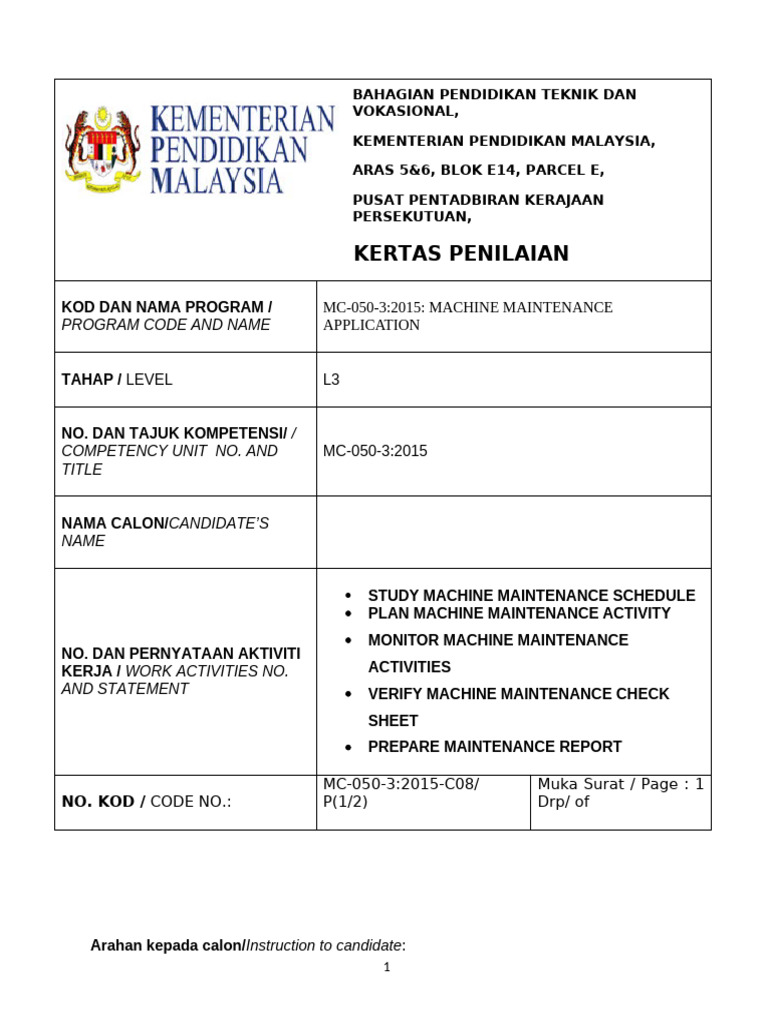 KERTAS SOALAN TEORI m12 | PDF