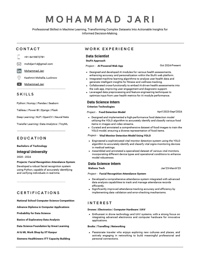 Mohammad Jari Resume | PDF | Machine Learning | Artificial Intelligence