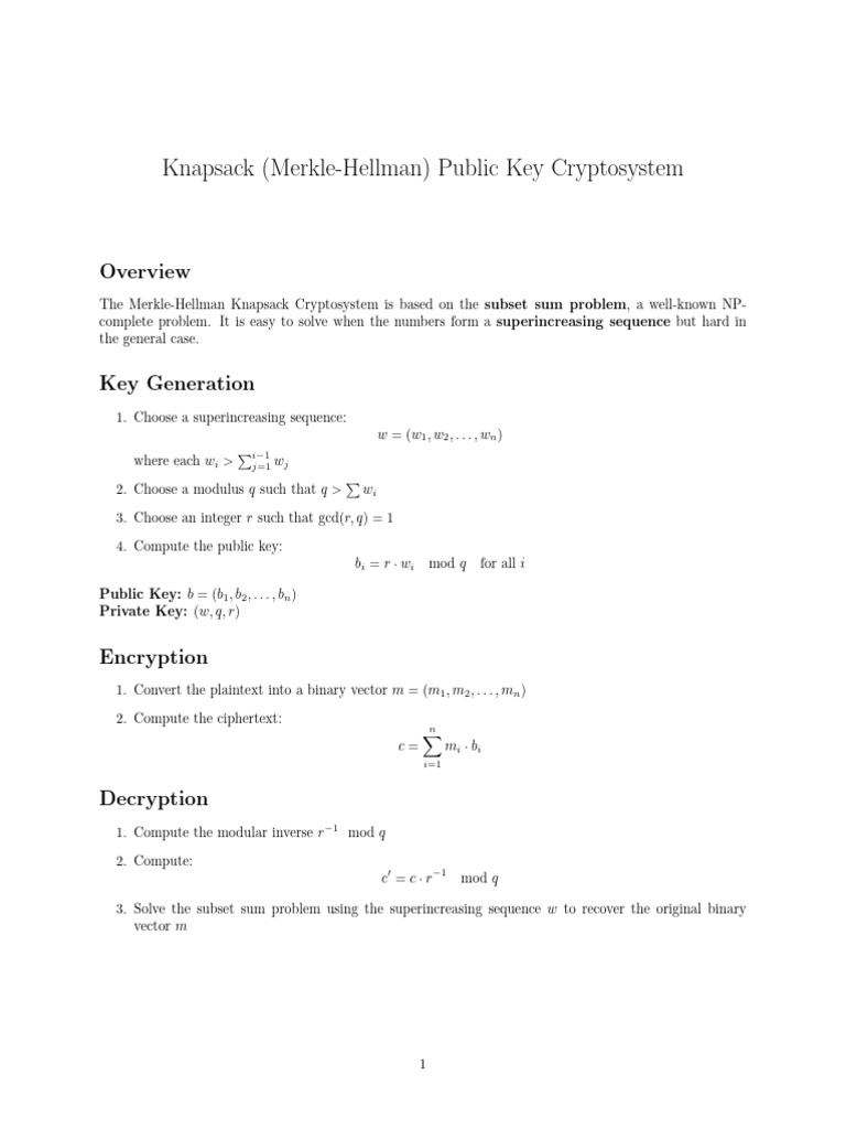 Knapsack Crypto | PDF