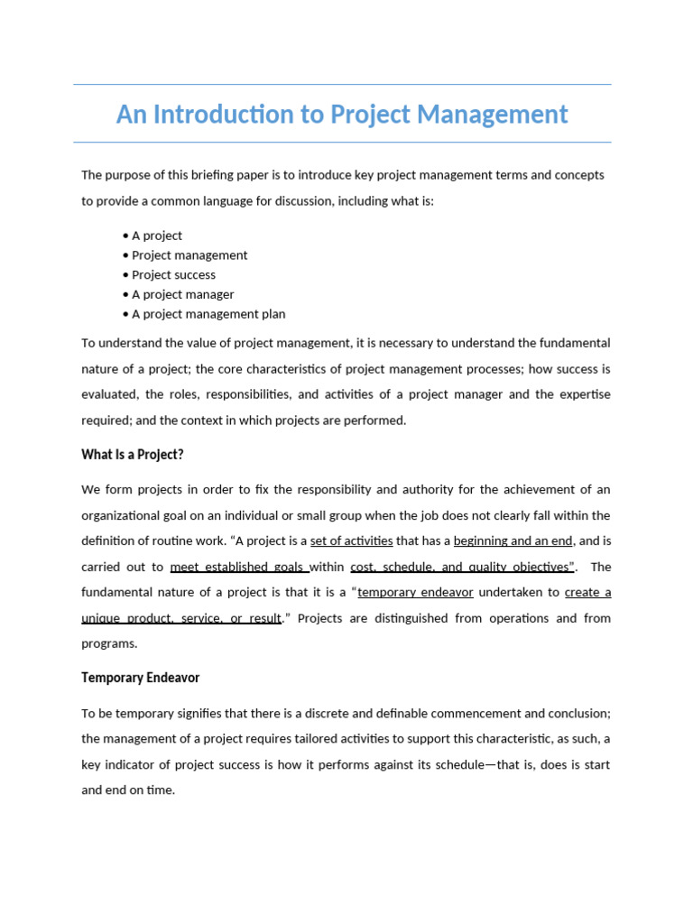 Handout-1-Introduction To Project Managment | PDF | Project Management ...