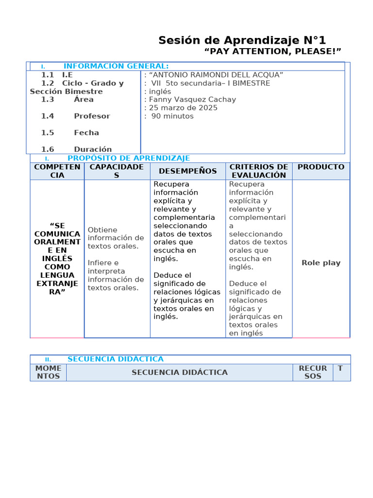SESION_DE_APRENDIZAJE_N°1_CLASSROOM_COMMANDS[1] | PDF | Teoría de la educación | Modificación de ...