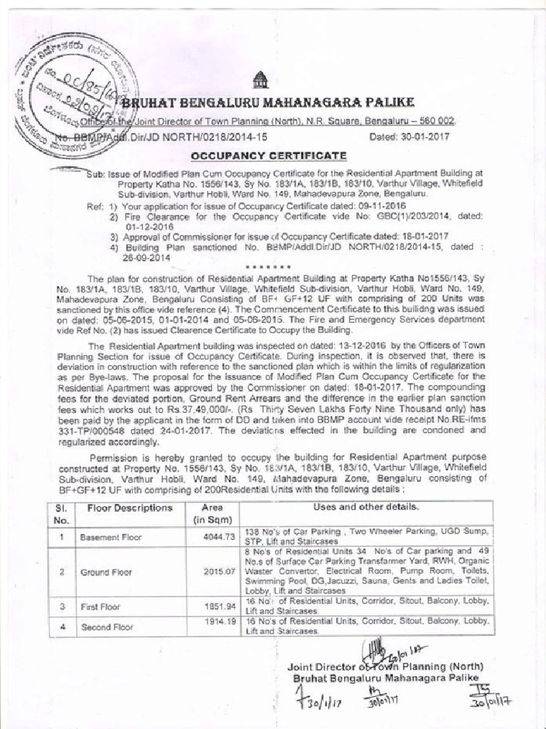 Occupancy Certificate Sample | PDF