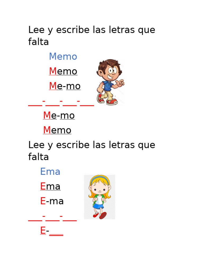 Lee y Escribe Las Letras Que Falta | PDF
