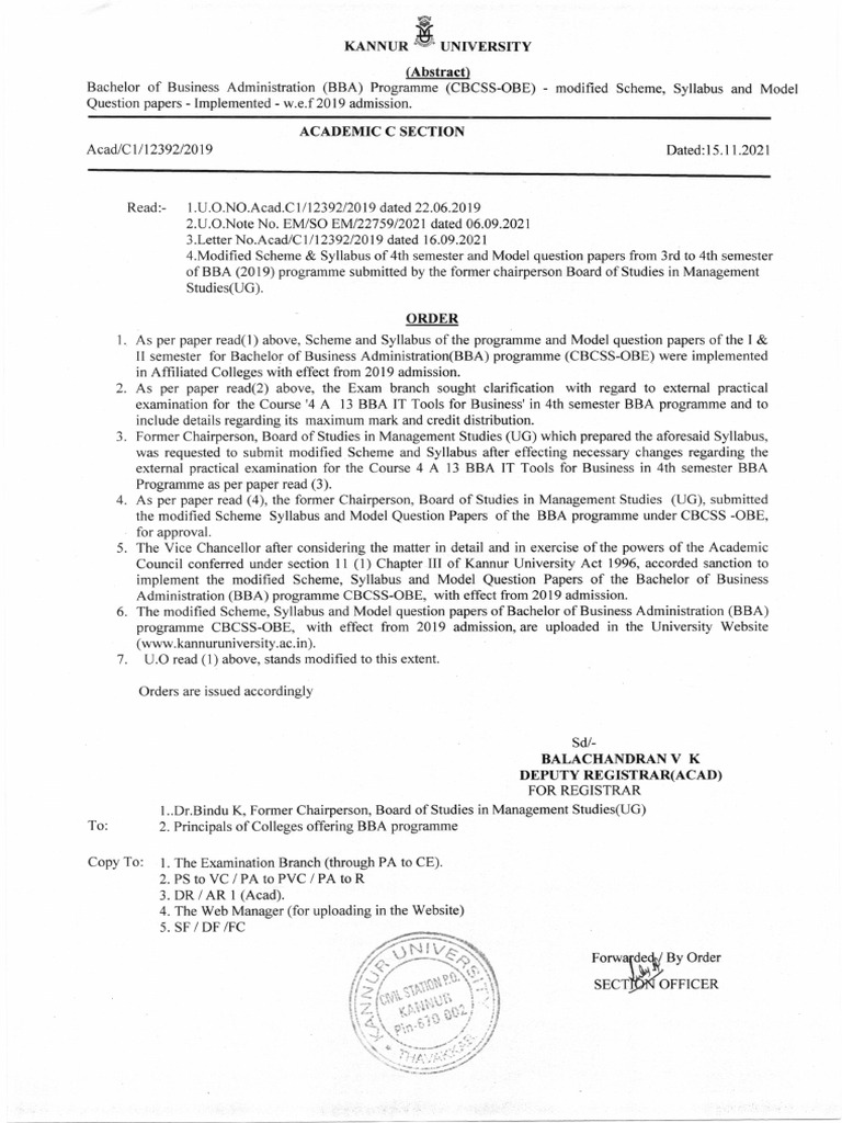 BBA 2019 Modified Syllabus | PDF | Marketing | Entrepreneurship