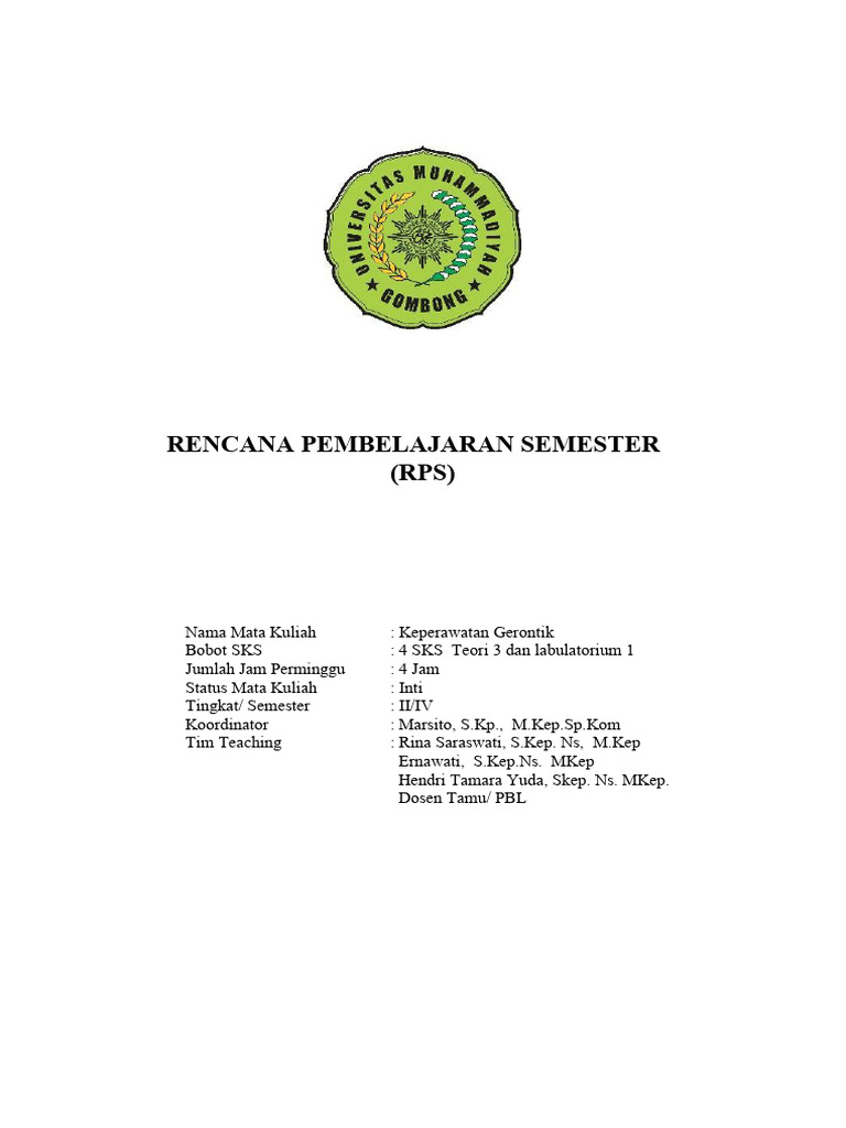 RPS - Kep Gerontik Kontrak Presentasi Fix | PDF