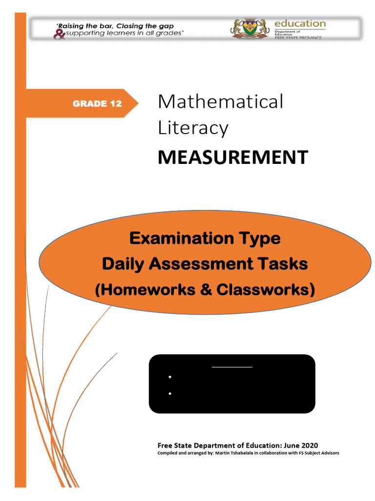 Grade 12 Daily Assessment Tasks Measurement | PDF | Area | Body Mass Index