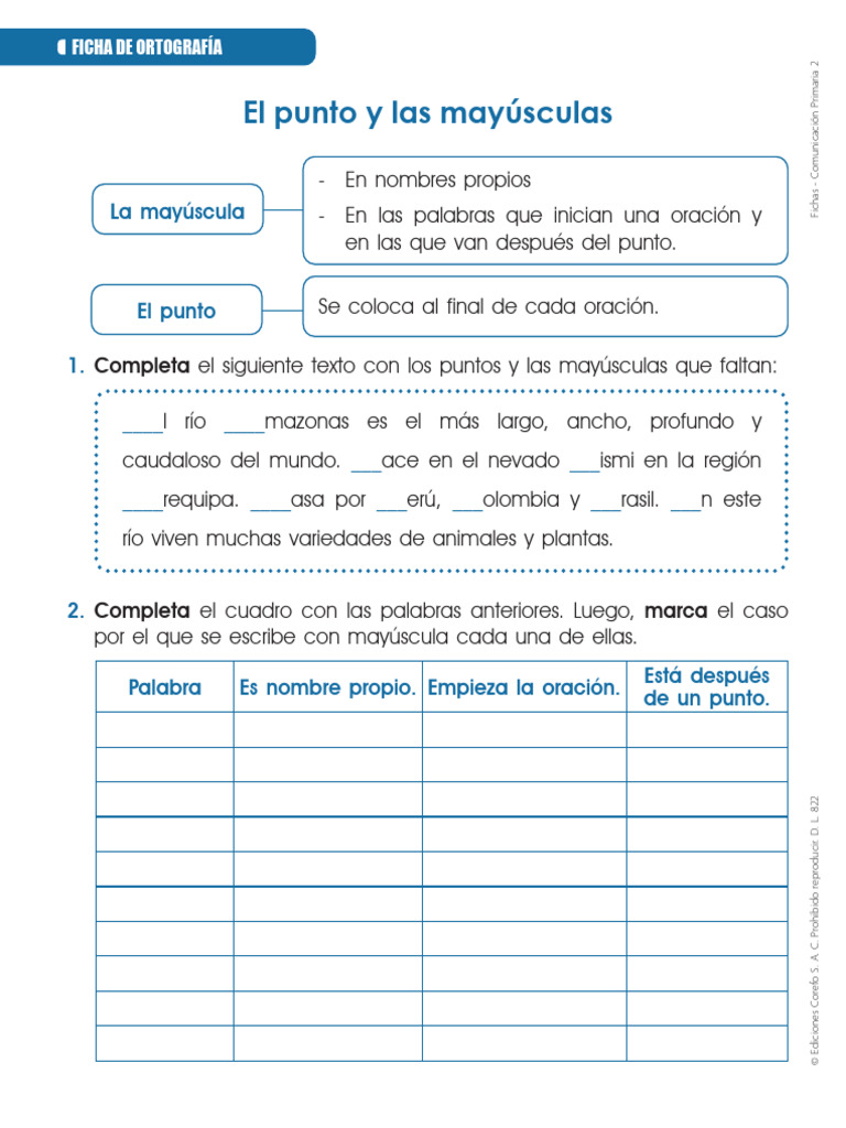 Actividades de Uso de Mayúsculas y Puntos | PDF