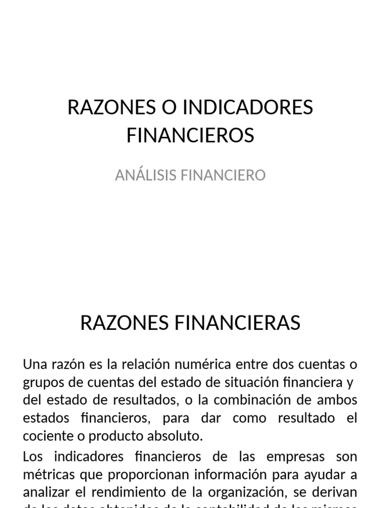 Indicadores Financieros Clase | PDF | Capital de trabajo | Liquidez de ...