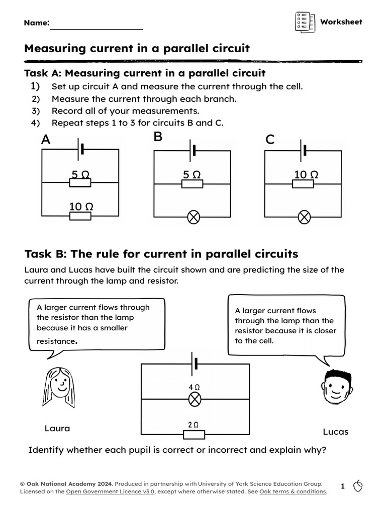 Task A: Measuring Current in A Parallel Circuit | PDF