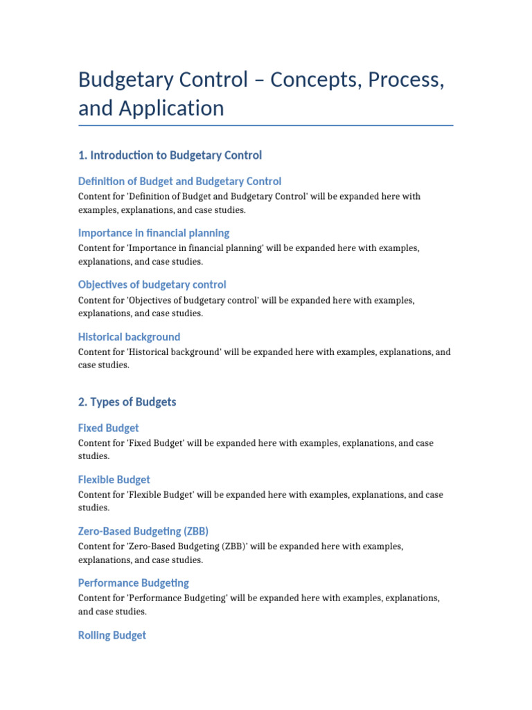 Budgetary Control Document | PDF | Business | Economies