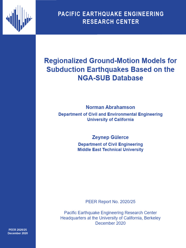 Regionalized Ground-Motion Models For Subduction Earthquakes Based On The NGA-SUB Database | PDF ...