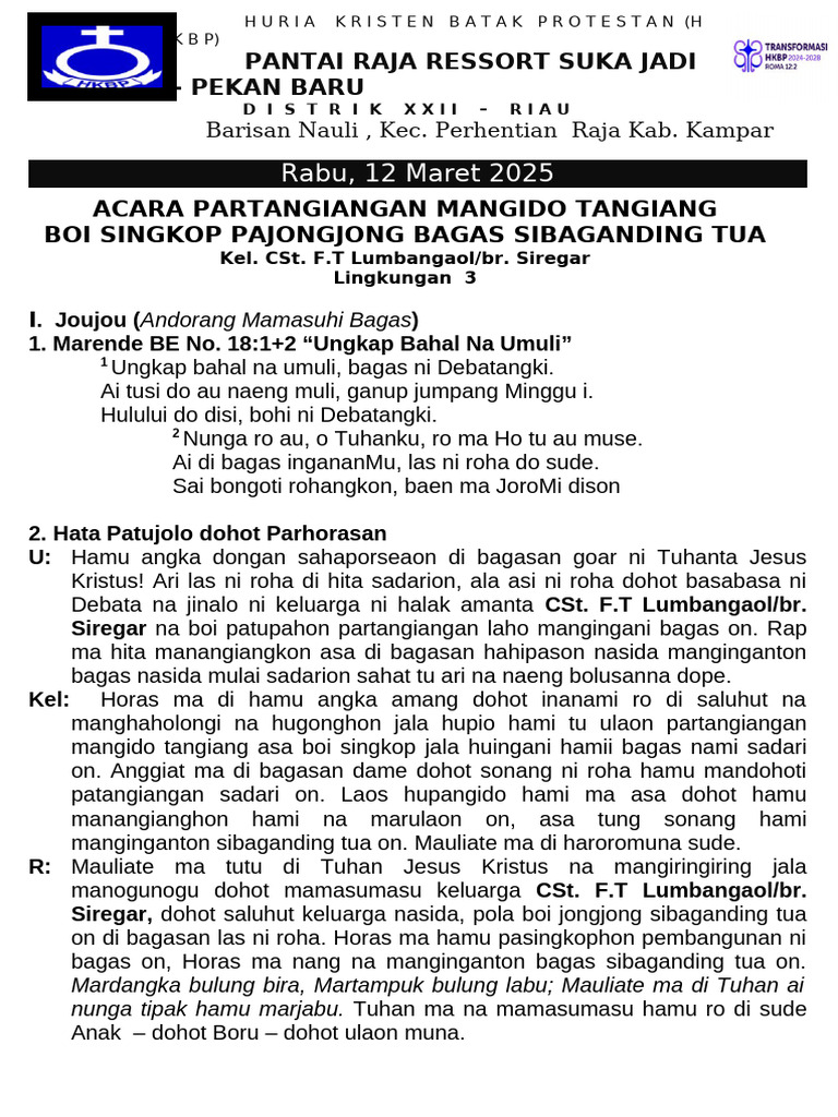 Acara Mamasuhi Bagas CSt. FTL | PDF