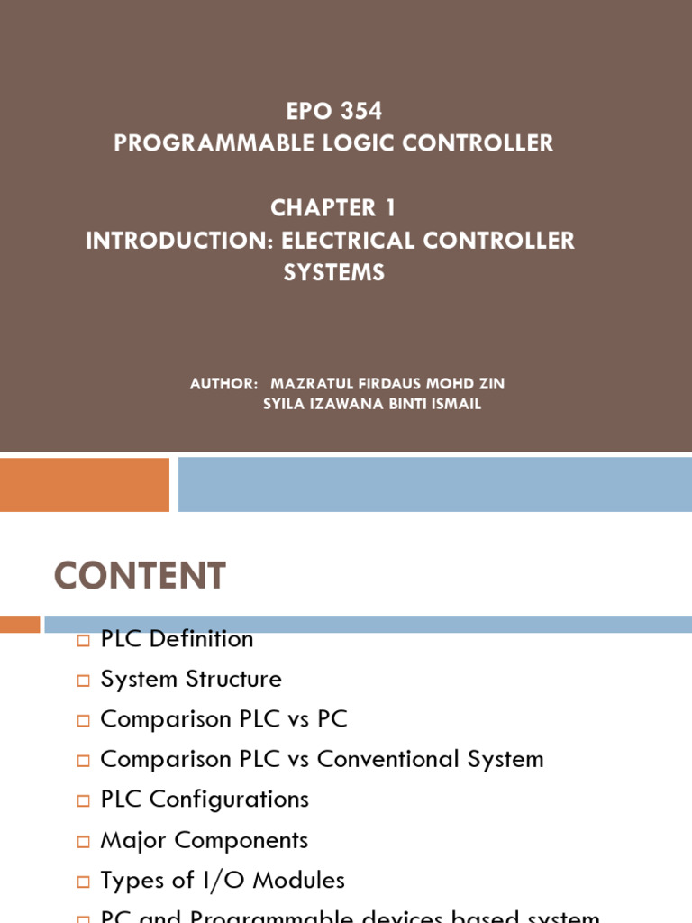 Chapter 1 - PLC | PDF | Programmable Logic Controller | Computer Engineering