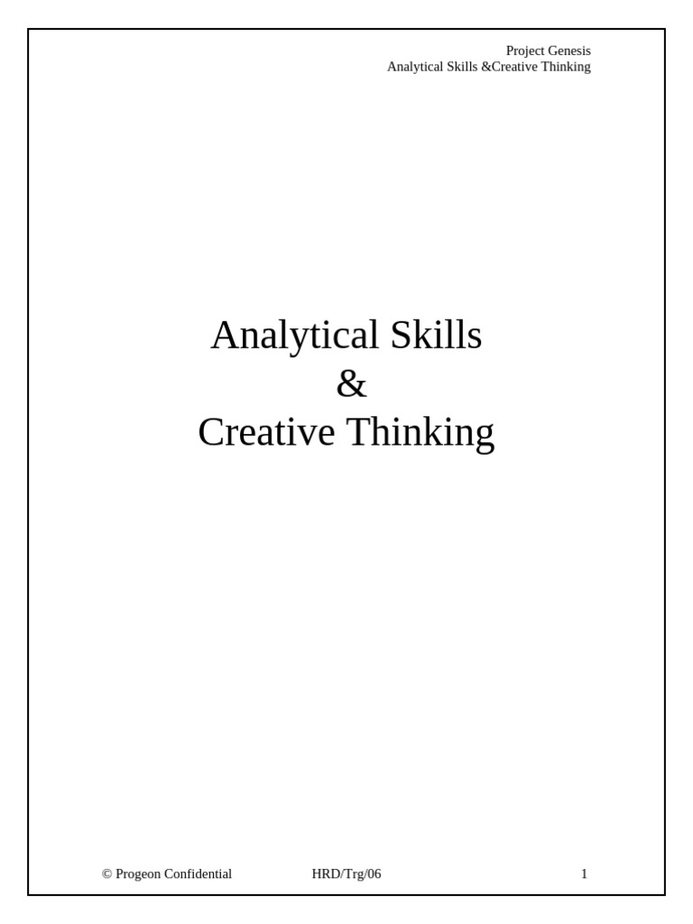 Enhancing Creative and Analytical Skills | PDF | Creativity | Thought