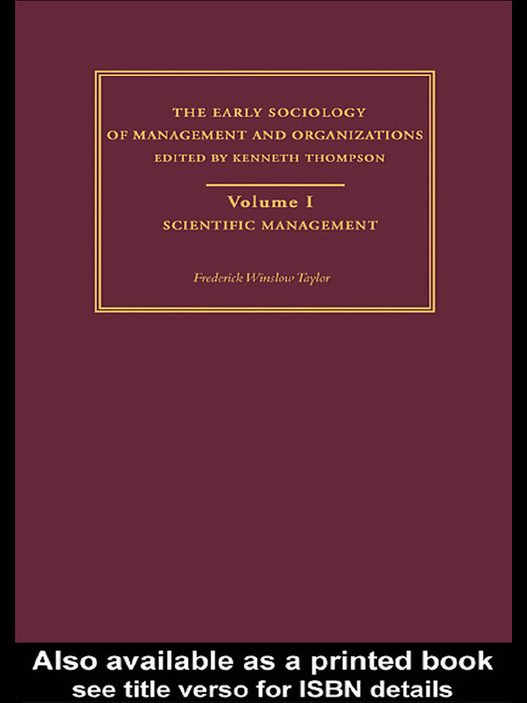 2003 - Scientific Management - Frederick Winslow Taylor | PDF ...