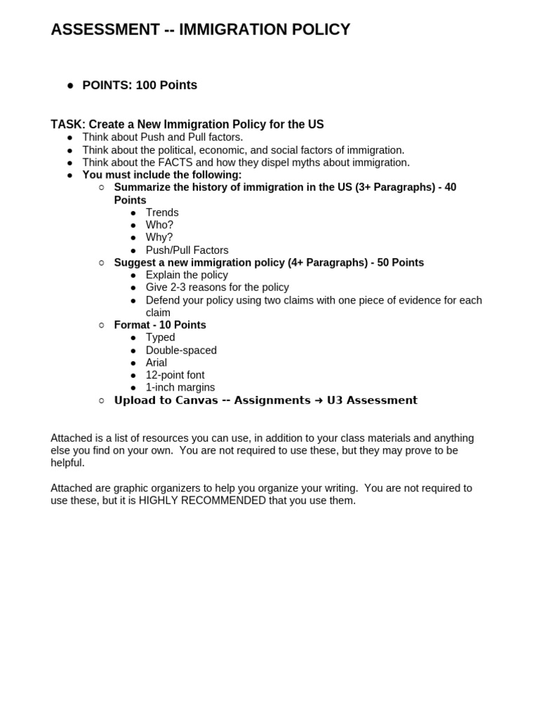 Assessment - Create An Immigration Law. | PDF | Immigration | Human ...