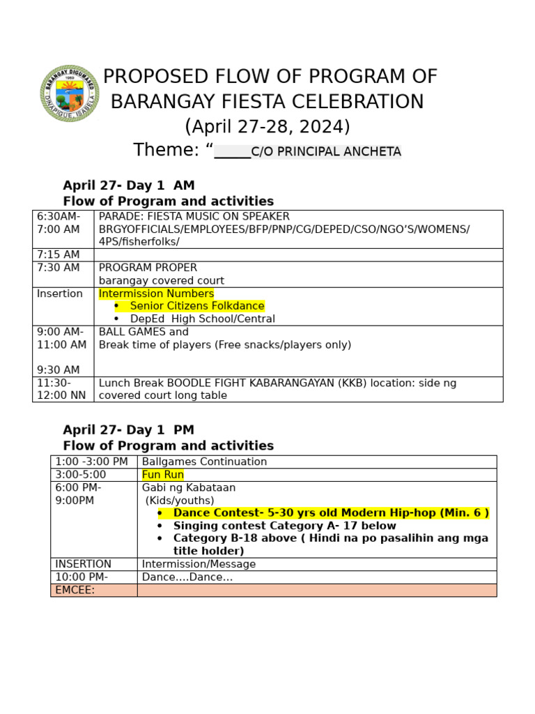 Fiesta 2025 Proposed Flow | PDF