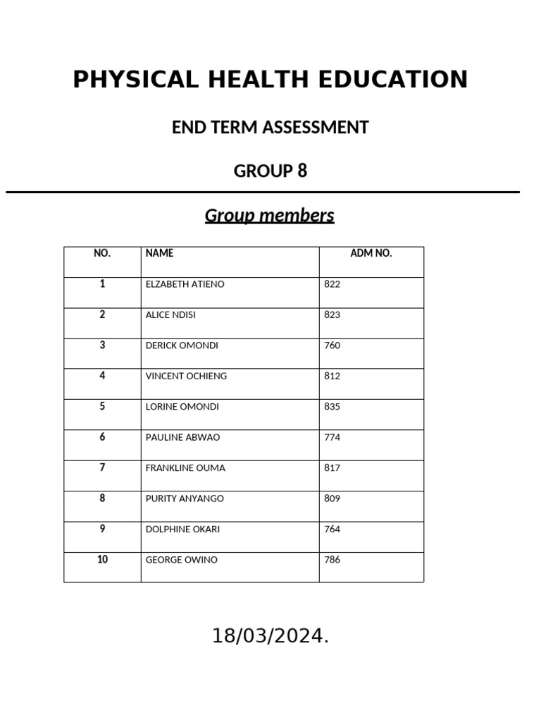 Physical Health Education | PDF