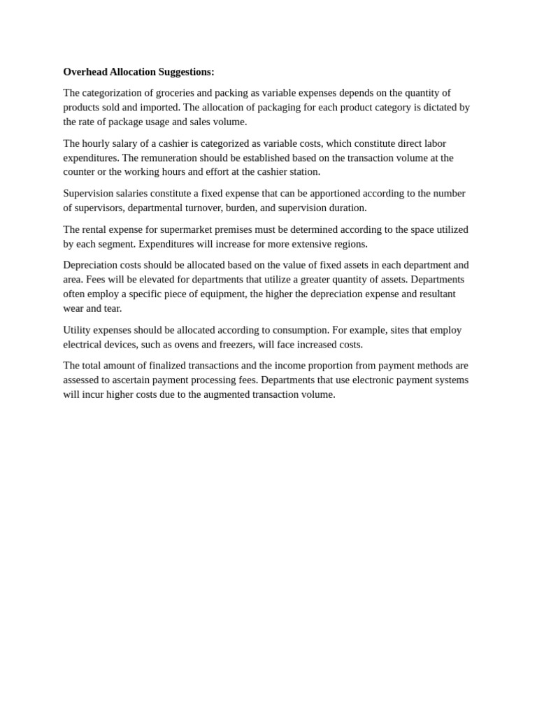 Overhead Allocation Suggestions | PDF