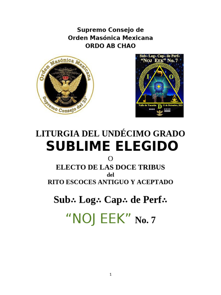 Grado 11 Sublime Elegido o Electo de Las Doce Tribus | PDF | Masonería | Nación