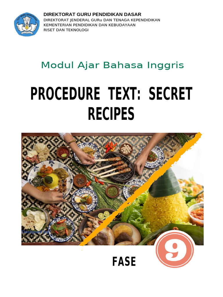 Modul Ajar Bahasa Inggris - Procedure Text - Secret Recipes - Fase D | PDF