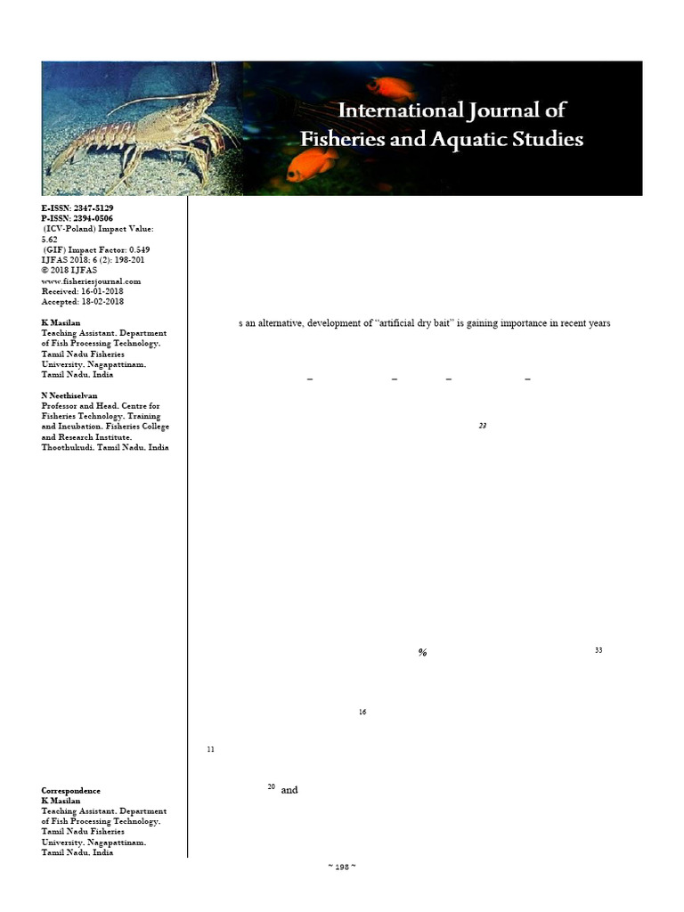 A Riview On Natural and Artificial Fish Bait | PDF | Fish | Fish And Humans