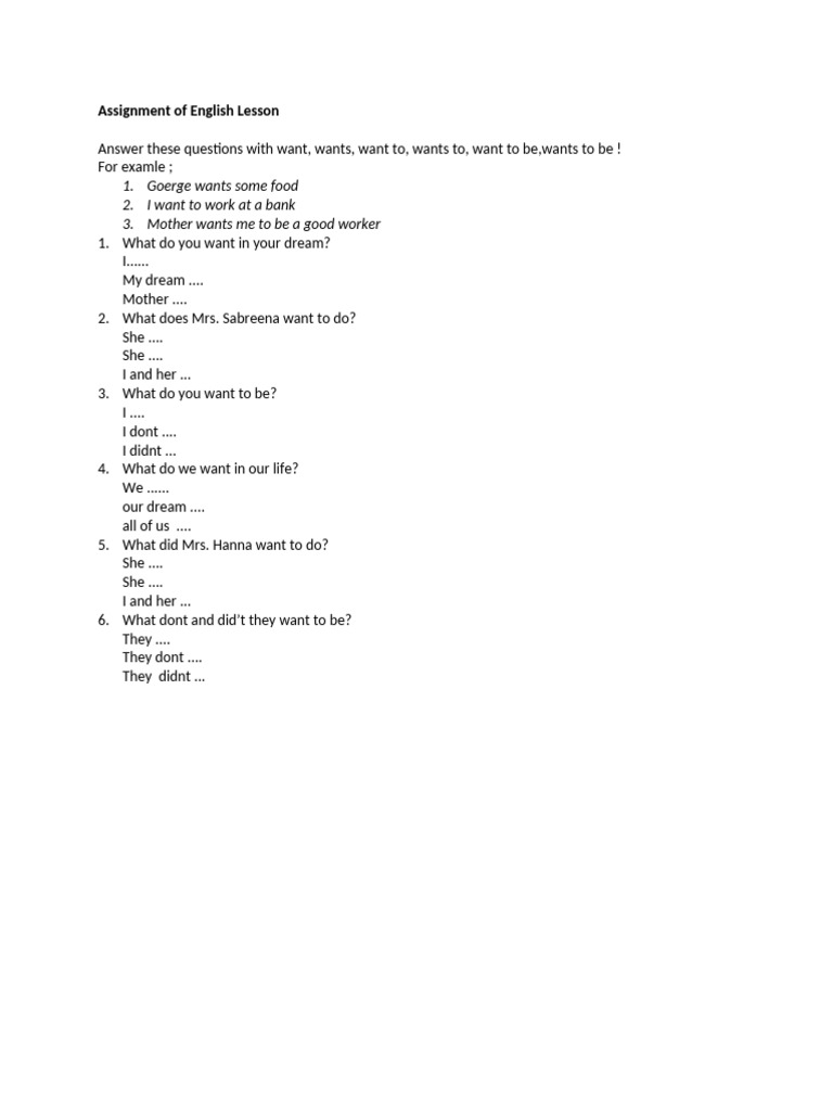 Assignment of English Lesson | PDF