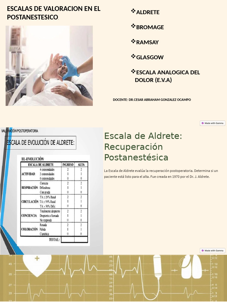 Escala de Aldrete en Recuperación Postanestésica | PDF | Medicina ...