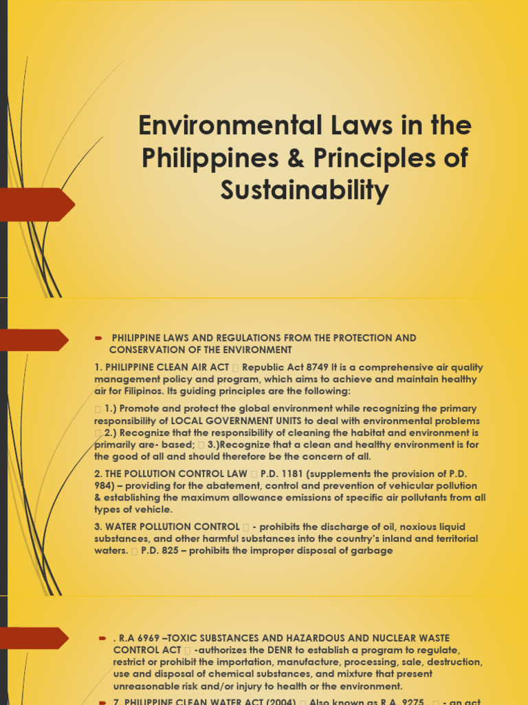 Environmental Laws in The Philippines & Principles of Sustainability ...