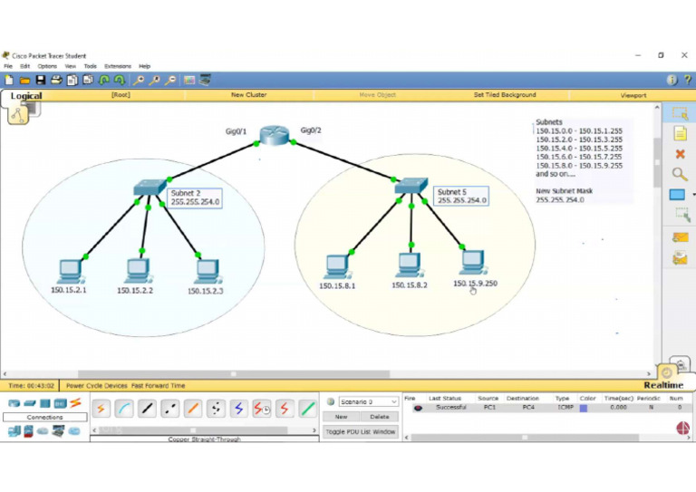 13. Design the network model for Subnetting – Class C Addressing using ...