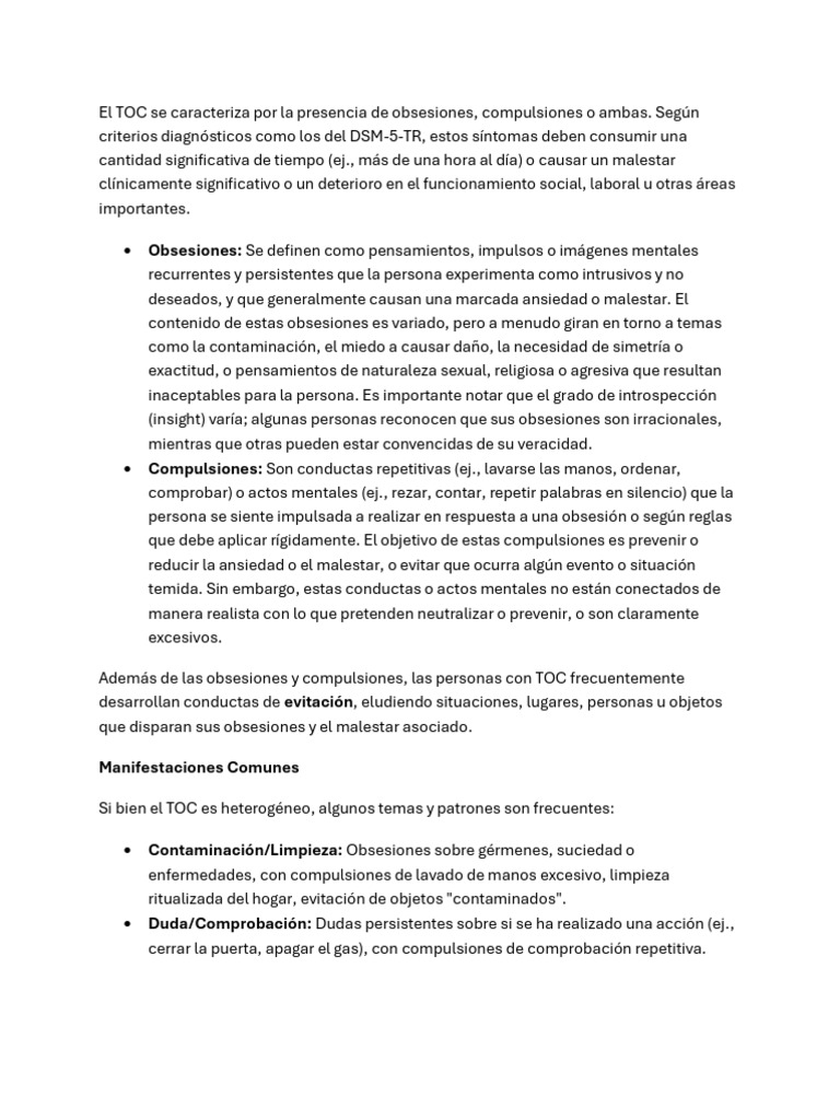 El TOC | PDF | Desorden obsesivo compulsivo | Ansiedad