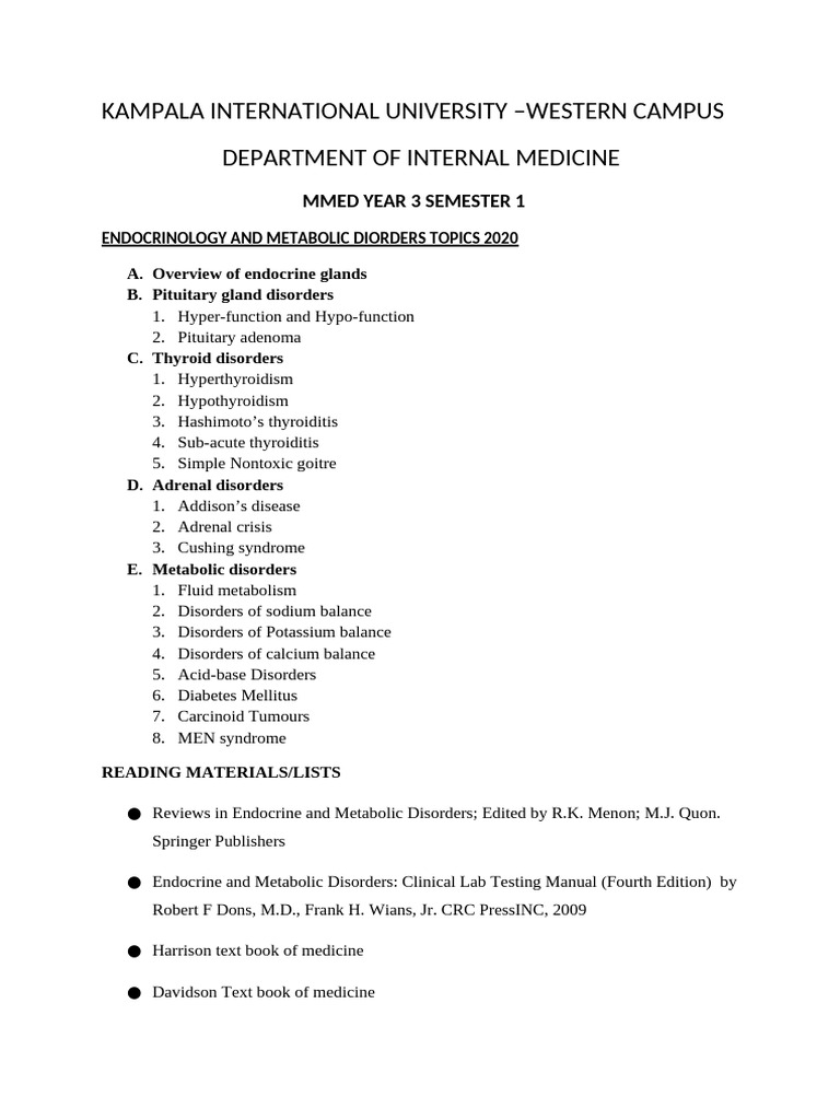 Topics Endocrinology Mmed | PDF