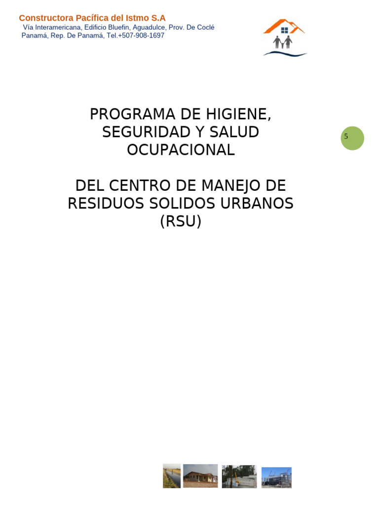 Programa de Seguridad Higiene y Salud Ocupacional Rsu | PDF | Seguridad y salud ocupacional | Panamá