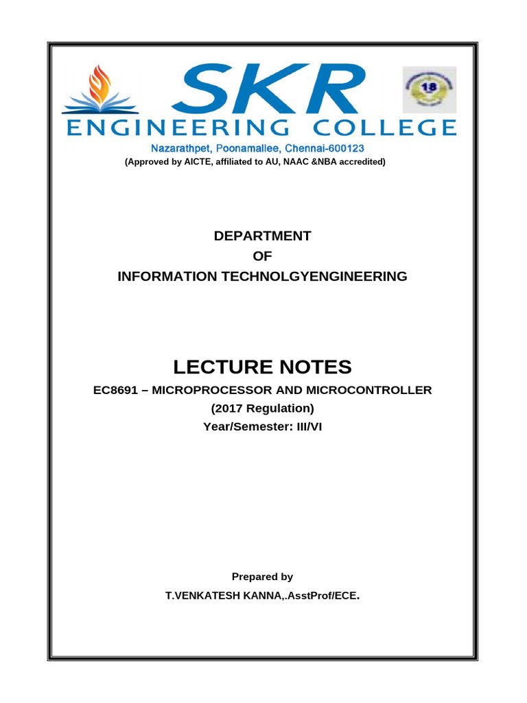 MPMC 2019 IT Final-converted | PDF | Central Processing Unit | Microcontroller