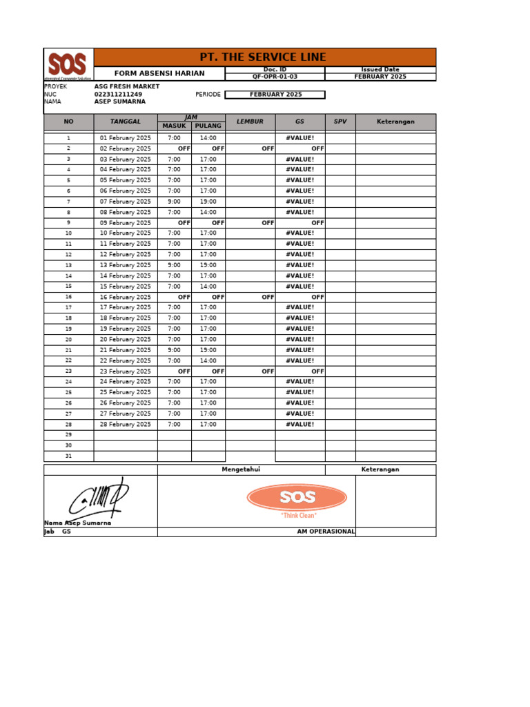 Timeshift Februari 2025 - Projek - Asg - Freshm Arket | PDF